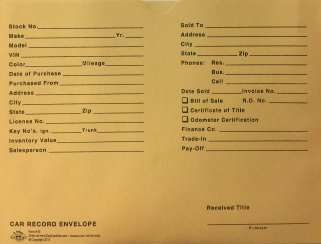 Preprinted Deal Jacket